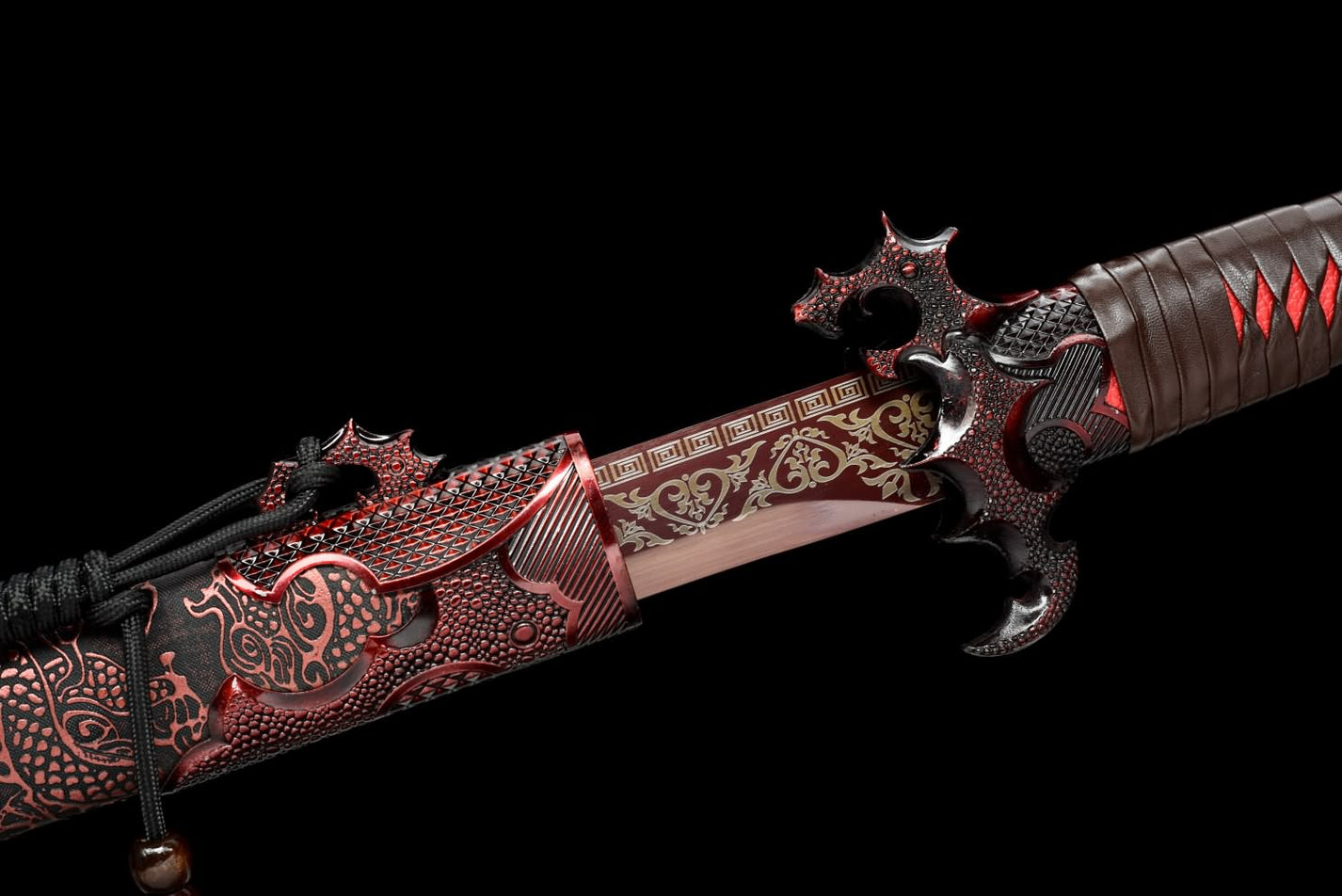 Chineae Swords Real,Red Dragon Tang dao Sword,Battle Ready Hand Forge ...