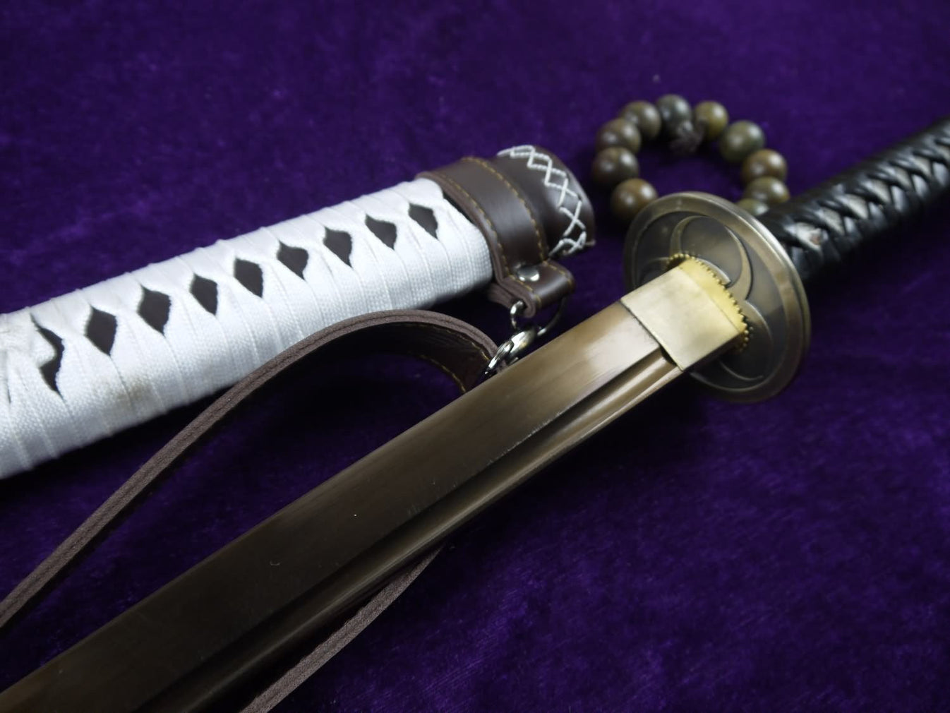 UCHIKATANA/T10 high carbon steel Golden blade/Brown eather scabbard ...