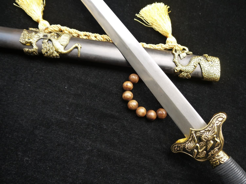 Chinese sword/Folding pattern steel blade/Crane alloy fitting – Chinese ...