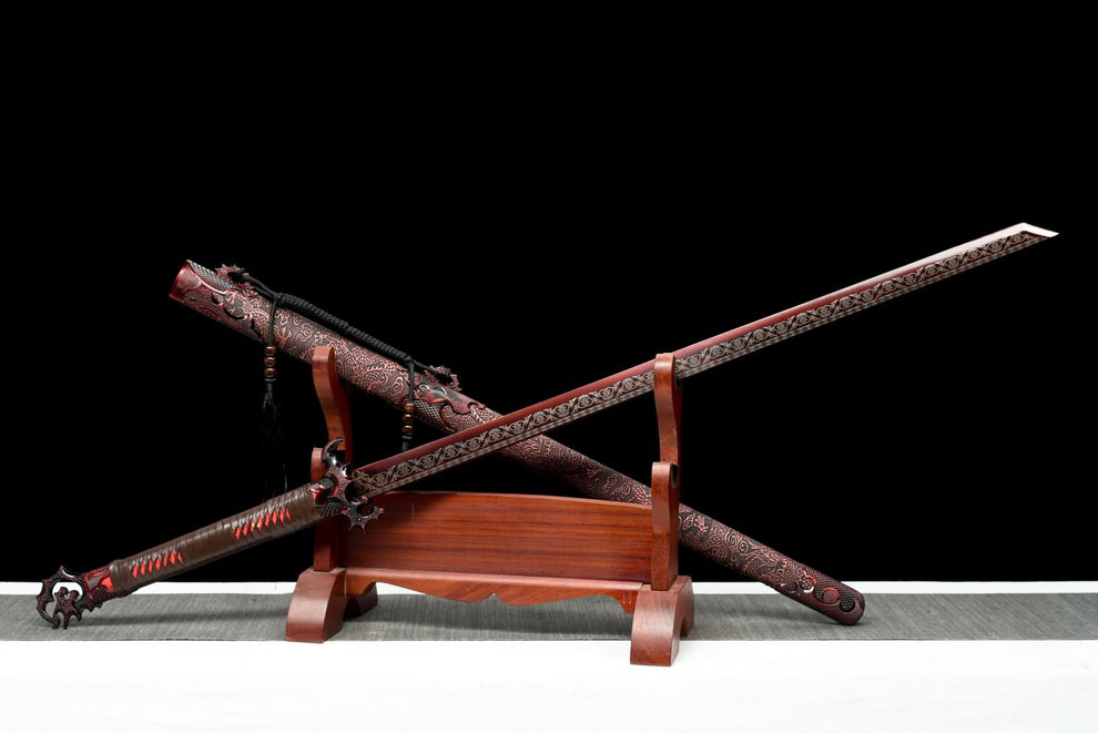 Chineae Swords Real,Red Dragon Tang dao Sword,Battle Ready Hand Forge ...