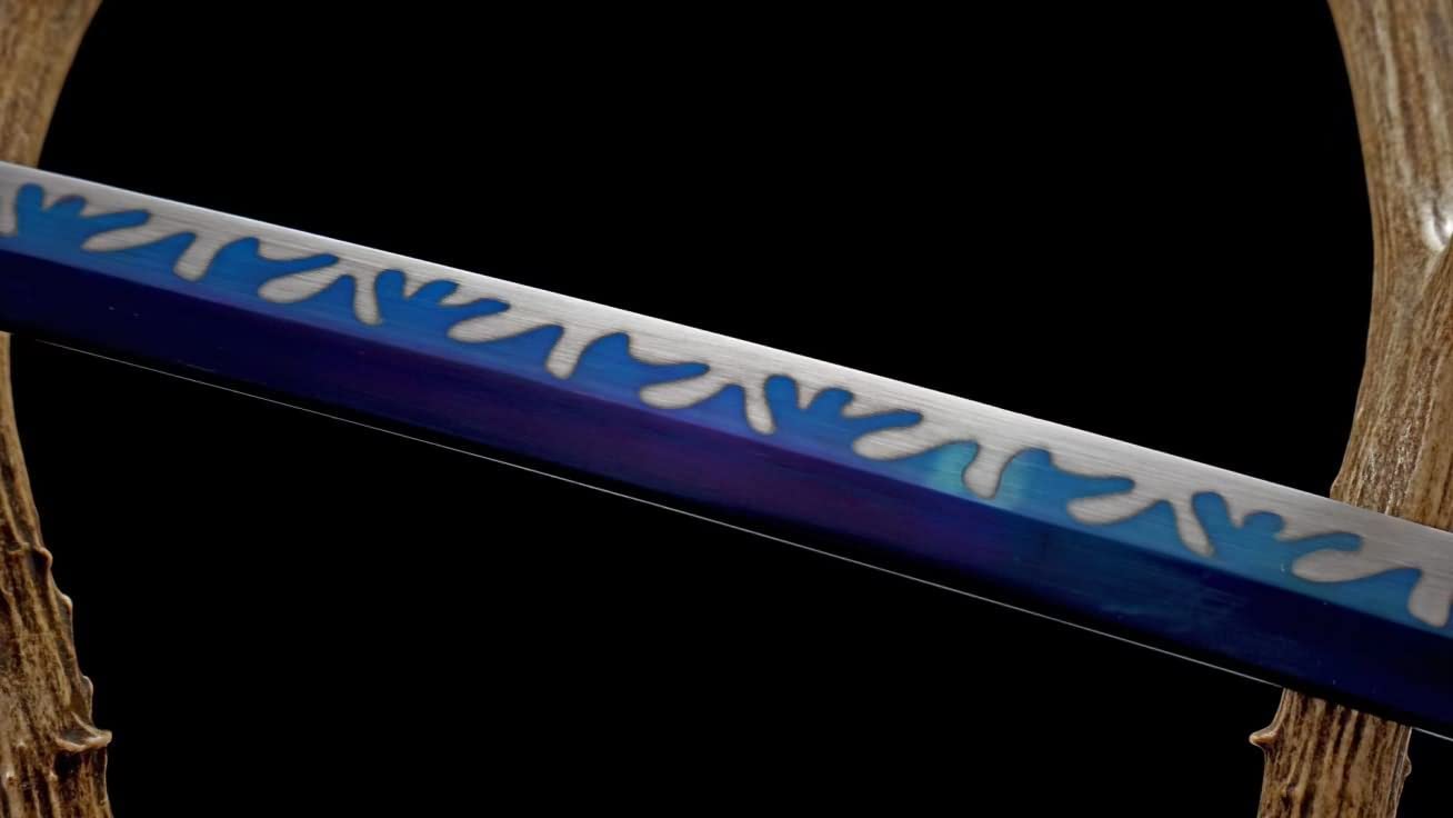 Katana Swords Real Blue Scabbard Forged Medium Carbon Steel Full Tang ...