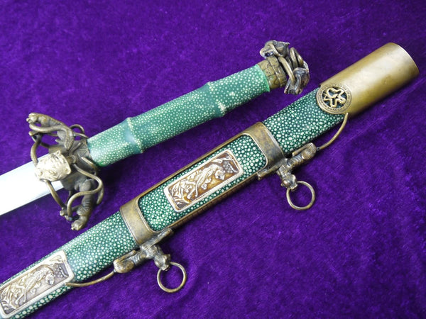 Snake-like sword/Damascus steel blade/Pearl skin wrapped scabbard ...