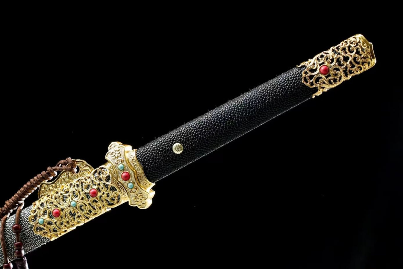 Tactical Swords Damascus Steel Blade,Fake Stingray Skin scabbard ...