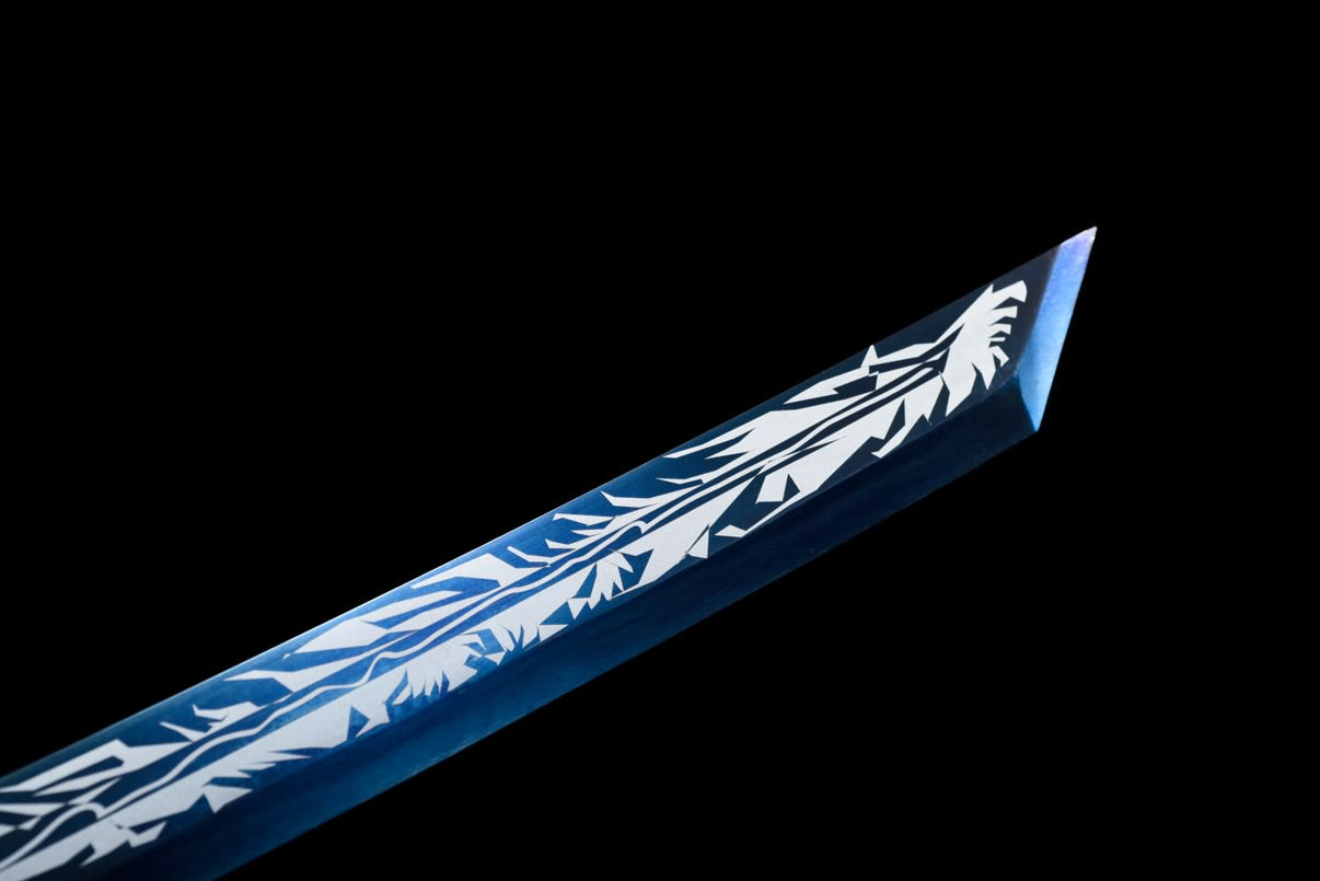 Chinese Swords Real Wolf Broadsword,Forged High Carbon Steel Blue Bla ...