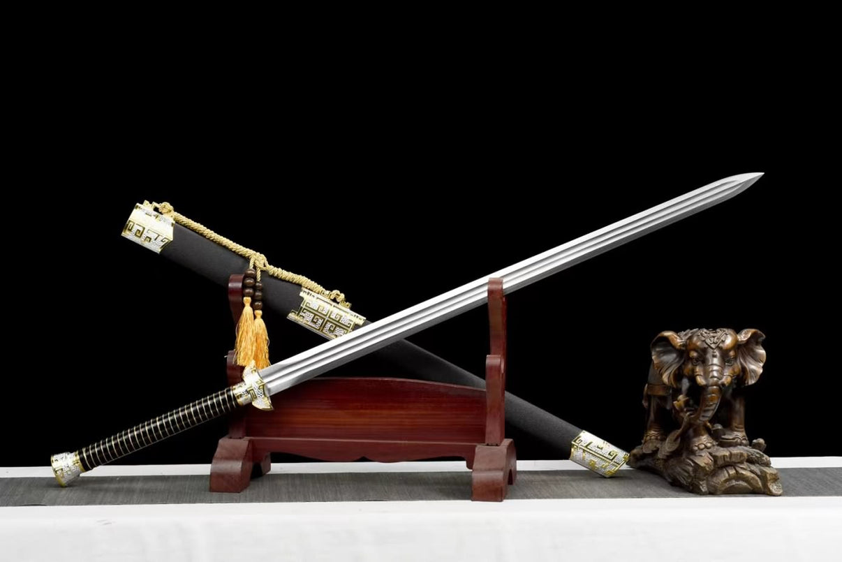 Chinese Sword Black Gold jian sword battle ready swords real weapons ...