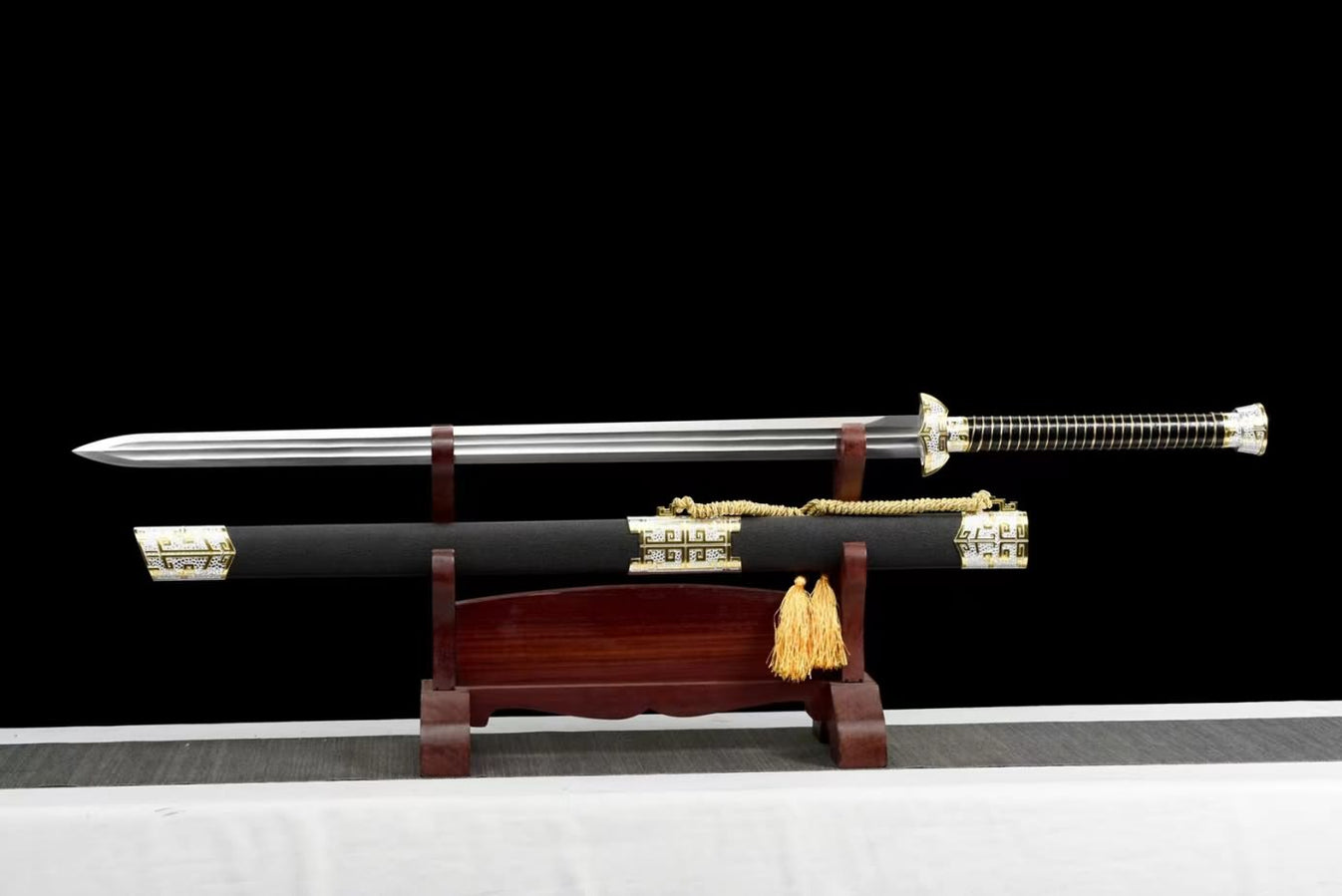Chinese Sword Black Gold jian sword battle ready swords real weapons ...