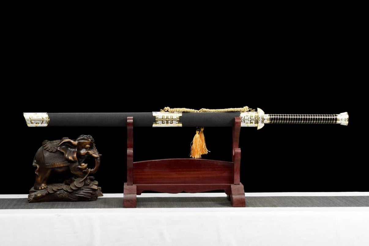 Chinese Sword Black Gold jian sword battle ready swords real weapons ...