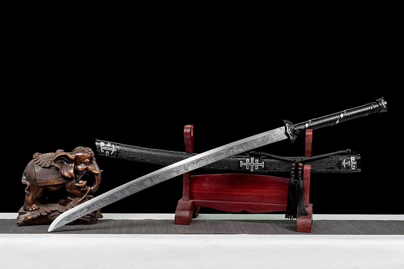 LOONGSWORD Chinese Sword,Black Gold dao Swords Real forged blades ...