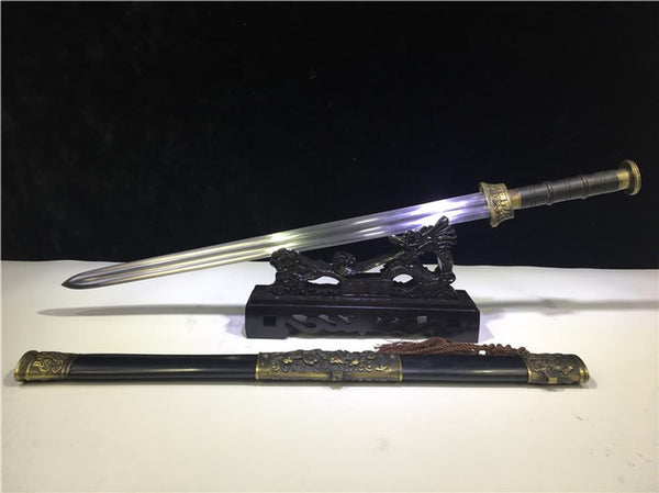 Warring States sword,Folding steel,Black wood scabbard,Full tang,Lengt ...