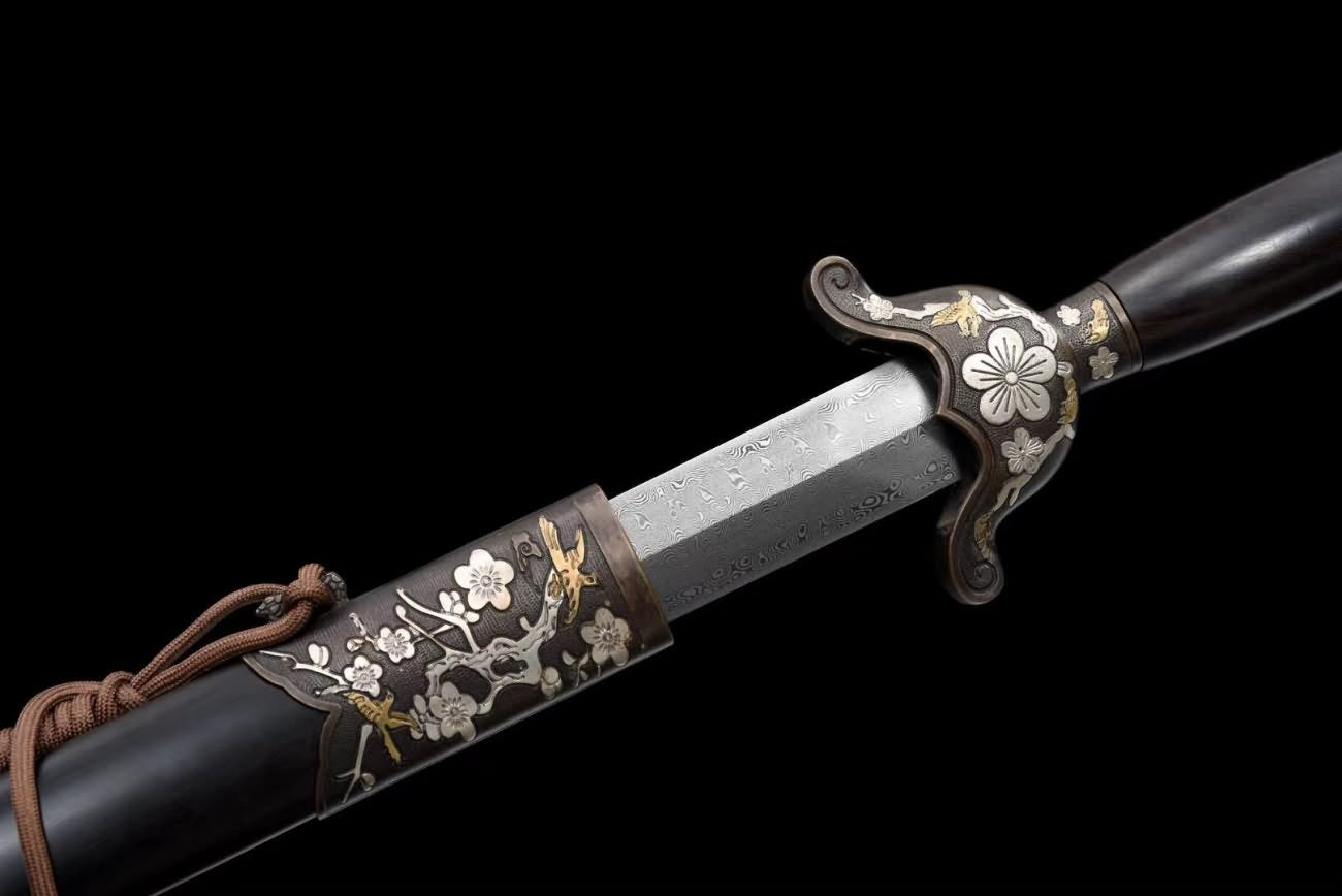 Plum Blossom baojian Damascus Steel Blade Ebony Scabbard – Chinese ...