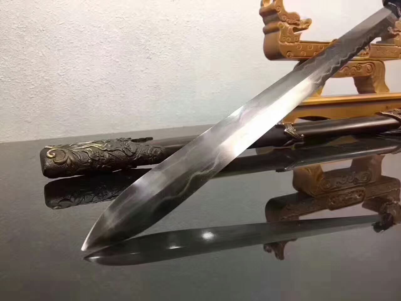 Bats sword,Damascus steel blade,Black scabbard,Brass fittings – Chinese ...