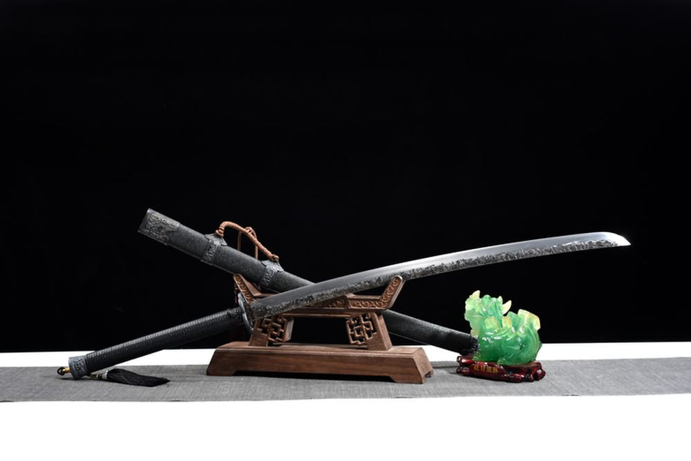 Qing dao,Horse Chopping Sword,Forged High Carbon Steel Blade,Black ...