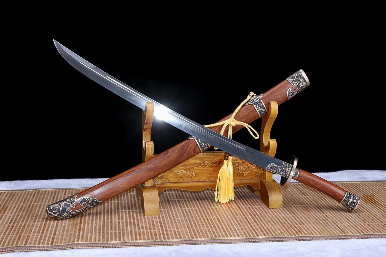Broadsword,Forged Damascus steel blade,Brass fittings,Chinese sword ...