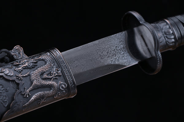 Black Gold dao Real,Forged Damascus Blade,Alloy Fittings,Chinese sword ...