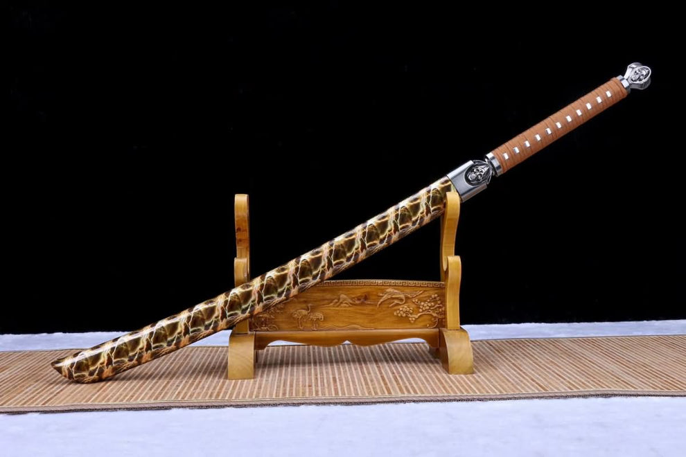 Hacking knife,high carbon steel blade,Leather scabbard,Chinese sword ...