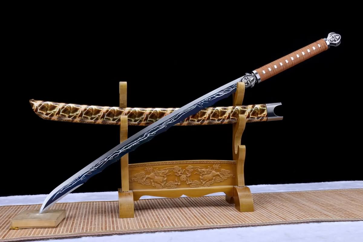 Hacking knife,high carbon steel blade,Leather scabbard,Chinese sword ...