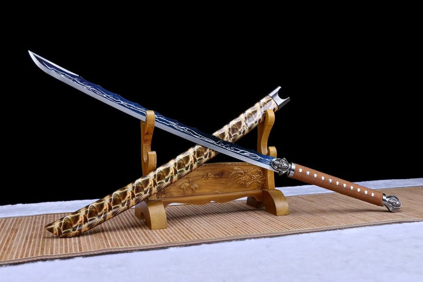 Hacking knife,high carbon steel blade,Leather scabbard,Chinese sword ...