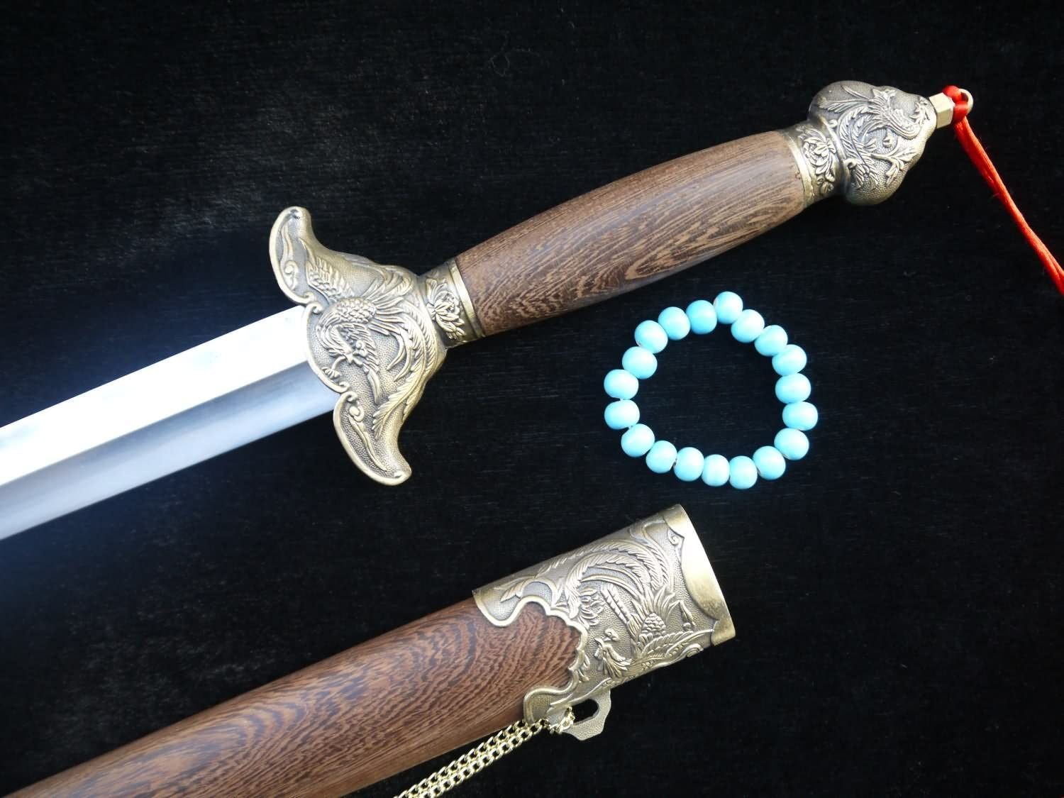 Training Sword,Tai Chi jian,Stainless Steel blade,Rosewood Scabbard ...