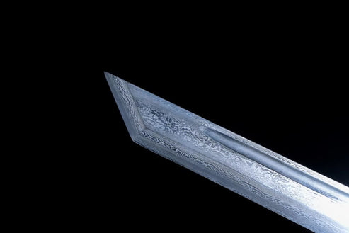 Broadsword,Damascus steel blade,Leather scabbard,Chinese sword ...
