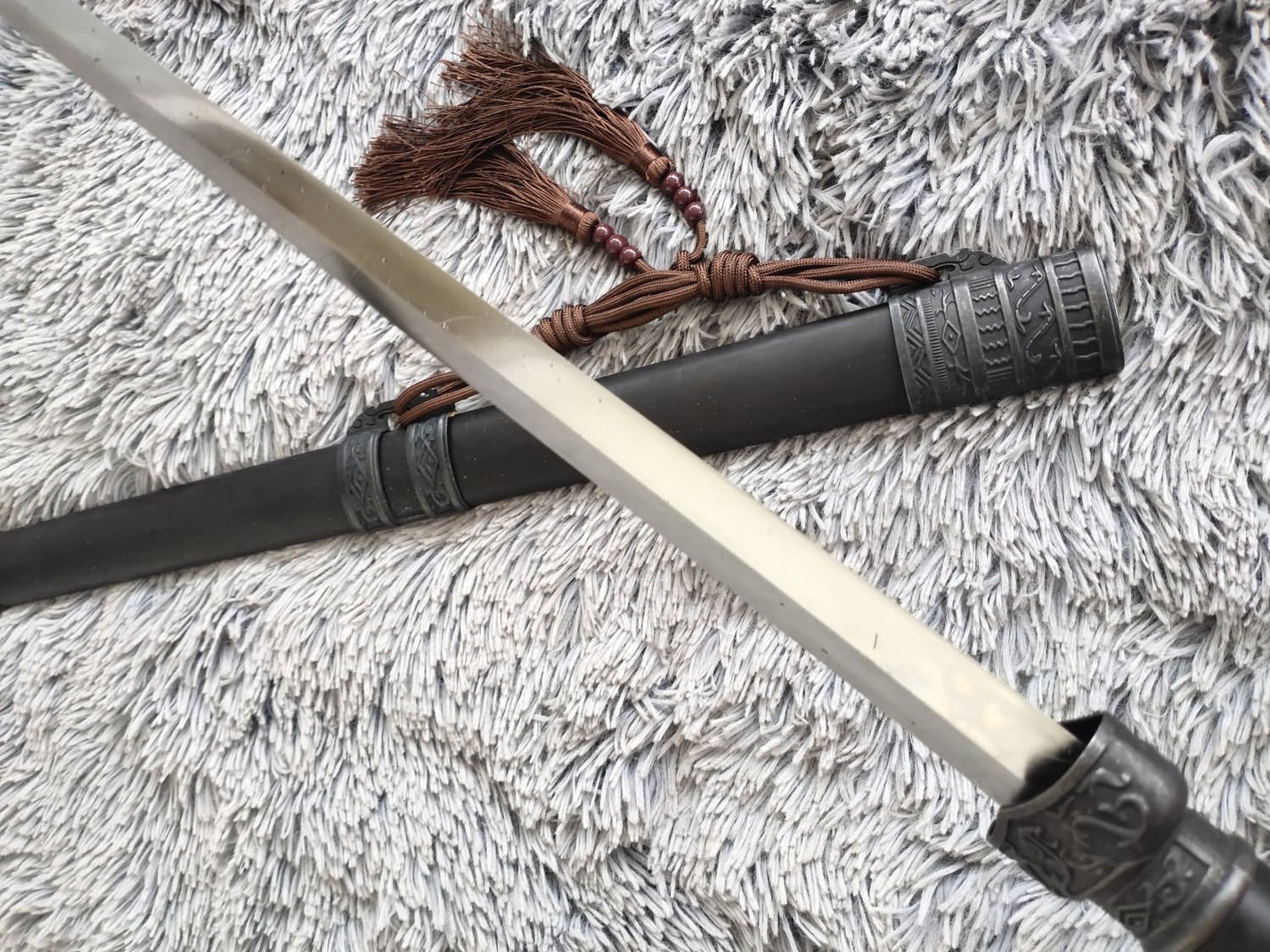 LONGSWORD Handcrafted wolong jian Sword with Forged High Carbon Steel ...