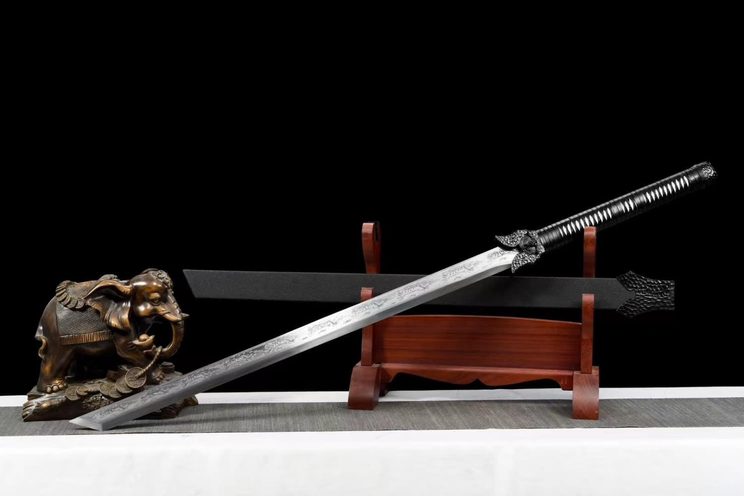 Black Gold Ancient Sabre Swords Real,Forged Etch Blade,Black Fittings ...