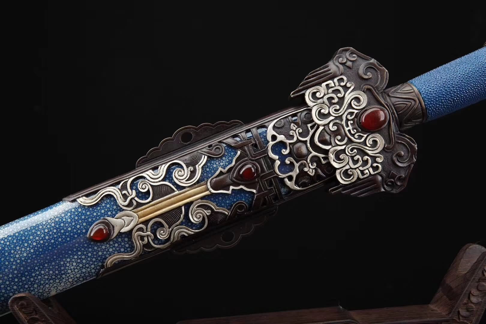 Myth sword,Handmade Damascus steel blade,Skin scabbard,Brass fittings ...
