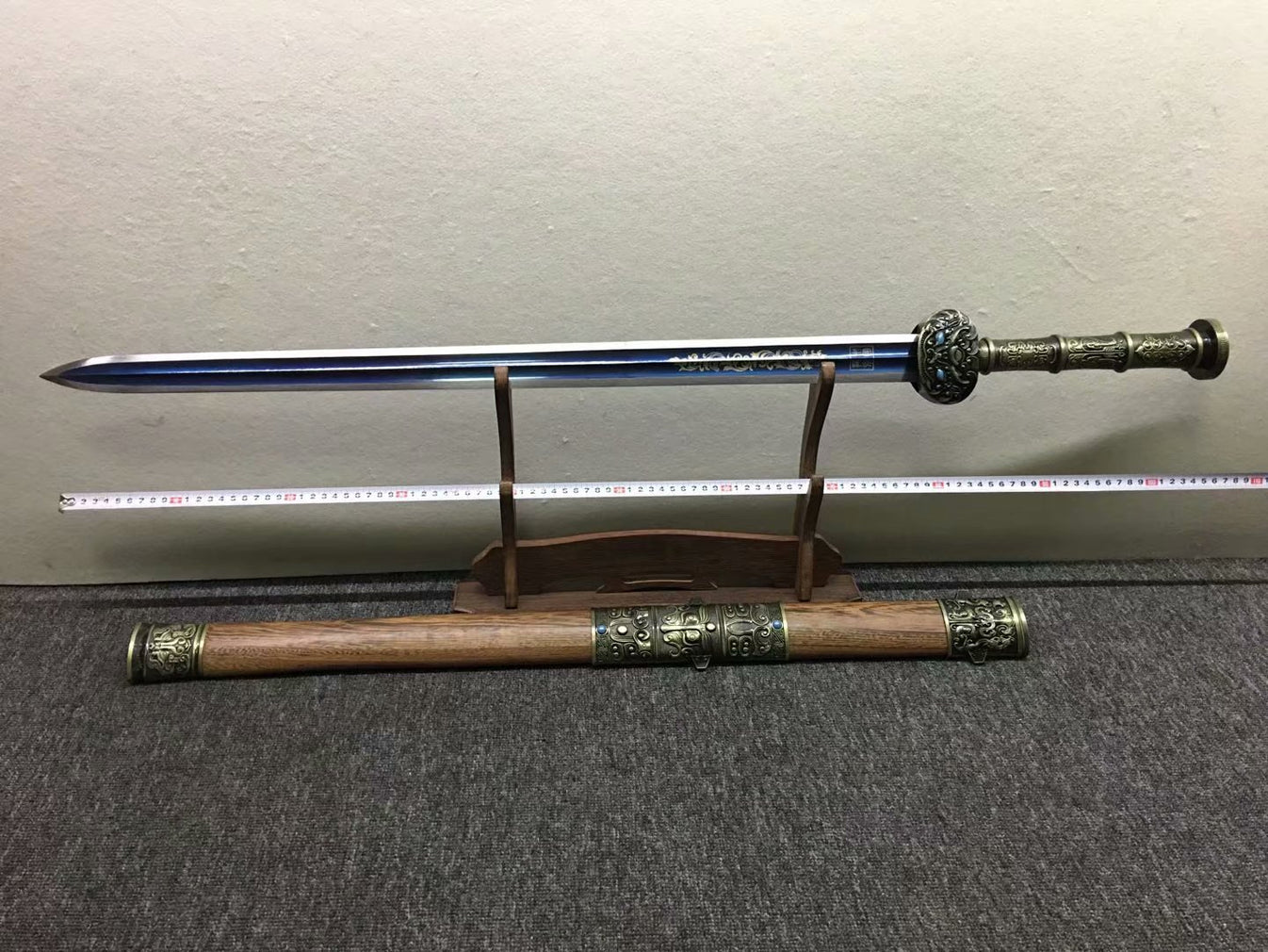 Fengyun sword,Hand forged High carbon steel blue blade,Rosewood,Alloy ...