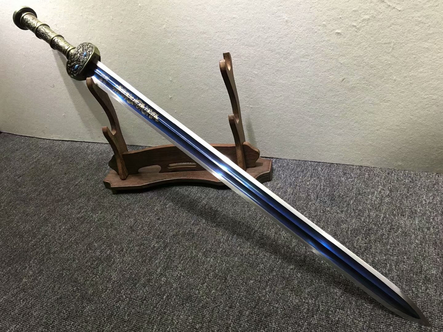 Fengyun sword,Hand forged High carbon steel blue blade,Rosewood,Alloy ...