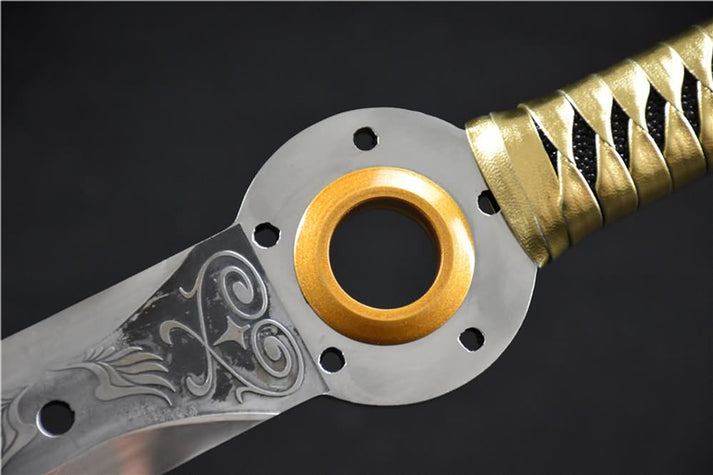 Integral sword(High carbon steel blade,Leather scabbard)Full tang ...