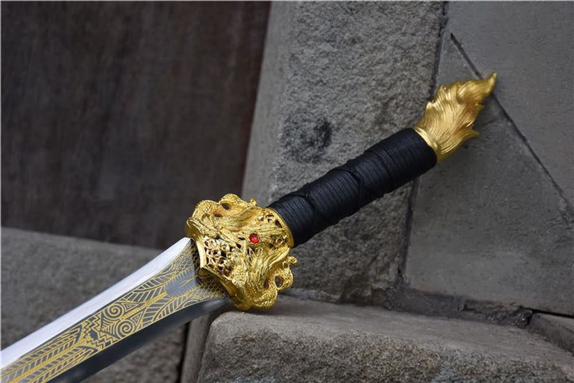 Integral sword,handmade(High carbon steel etch blade,Leather scabbard ...