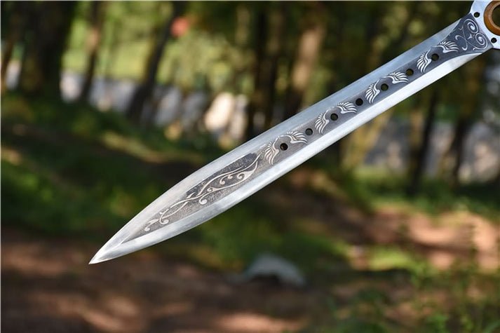 Integral sword(High carbon steel blade,Leather scabbard)Full tang ...