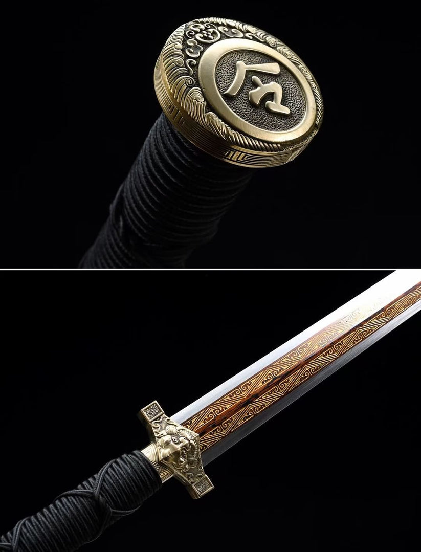 Dragon Han Sword,Forged Damascus balde,Brass Fittings Chinese sword ...