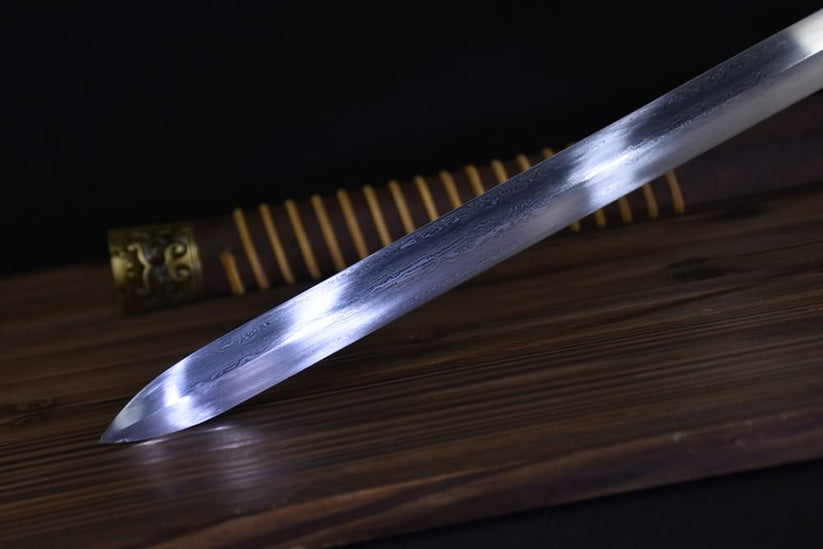 Han jian,Handmade Damascus Steel Blades,Rosewood Scabbard,Alloy Fittin ...