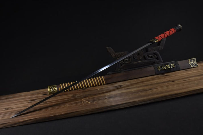 Han jian,Handmade Damascus Steel Blades,Rosewood Scabbard,Alloy Fittin ...