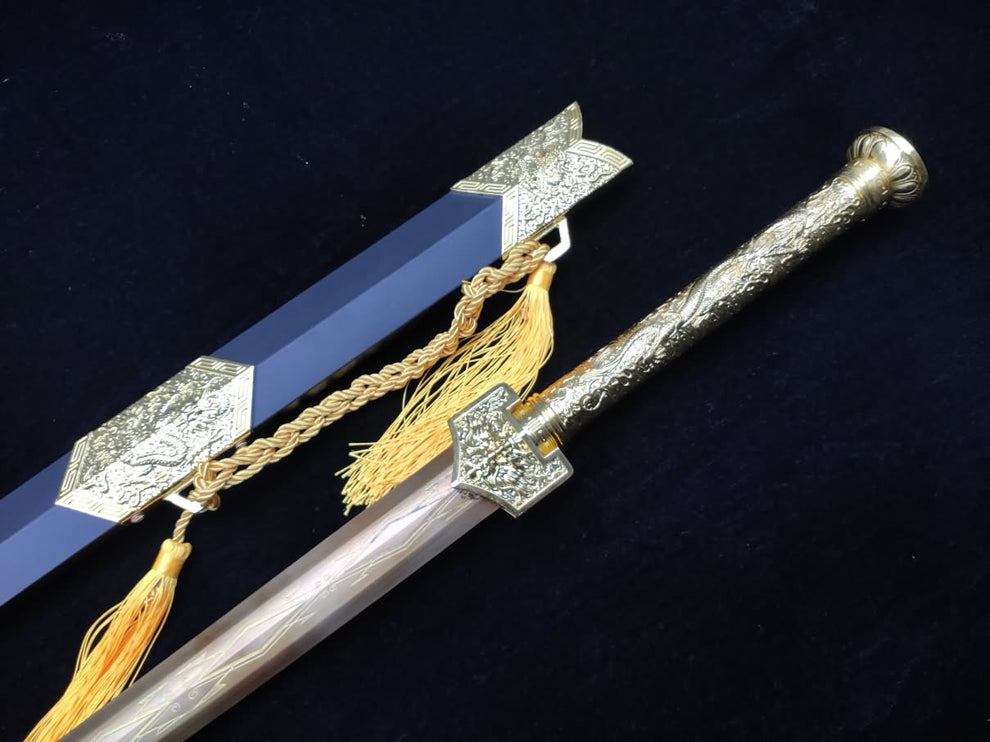 Golden Han Sword,Forged High Carbon Steel,Alloy Scabbard,Chinese sword ...