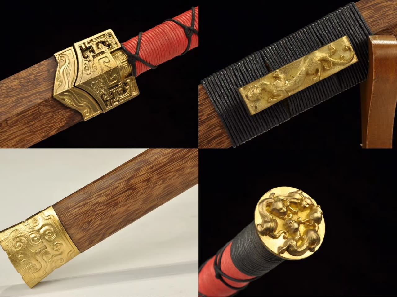 Han Swords Damascus Steel Blade Brass Fittings Battle Ready – Chinese ...