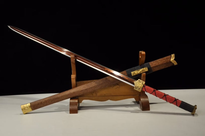 Han Swords Damascus Steel Blade Brass Fittings Battle Ready – Chinese ...