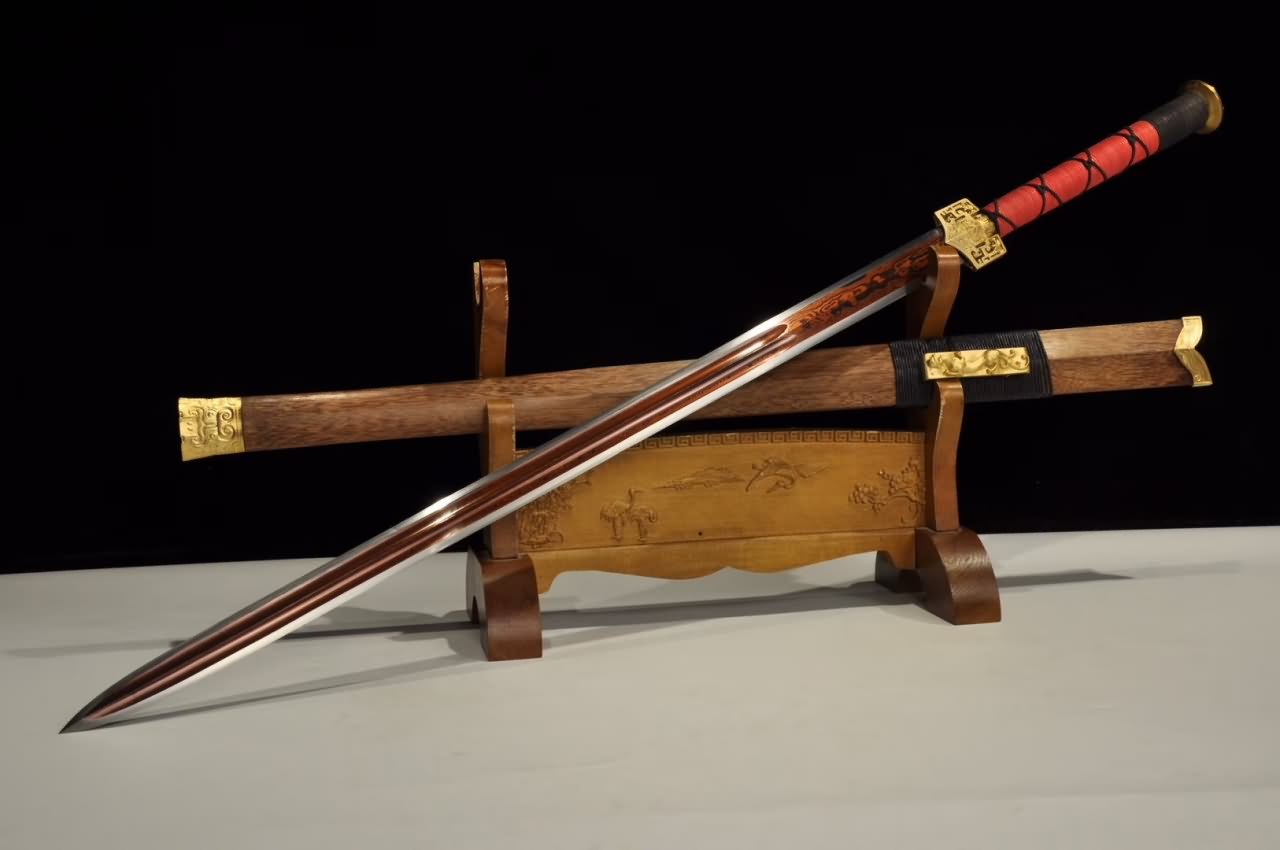 Han Swords Damascus Steel Blade Brass Fittings Battle Ready – Chinese ...