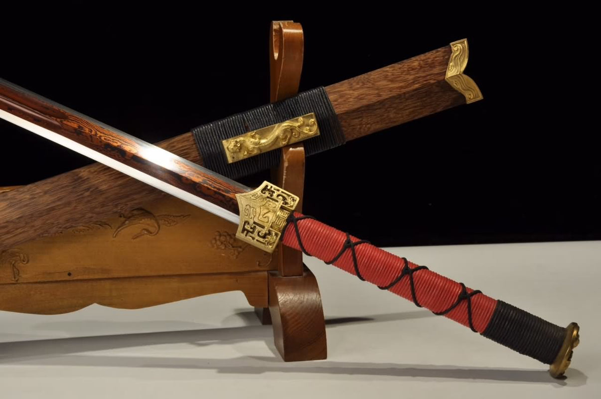 Han Swords Damascus Steel Blade Brass Fittings Battle Ready – Chinese ...