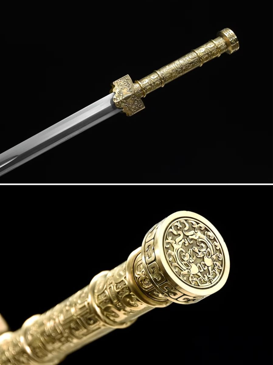Han jian Hand Forged,High Carbon Steel balde,Brass Fittings Real Swords ...