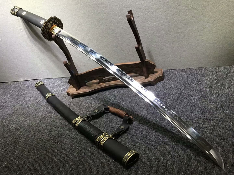 Nihontou Tachi,Nodachi,High carbon steel burn blade,Brass tosogu,Black ...