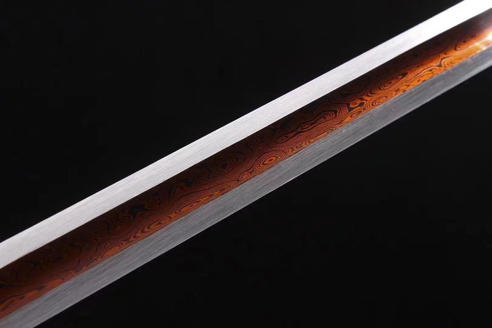 Han dao sword Damascus steel red blade Alloy fittings Chinese sword ...