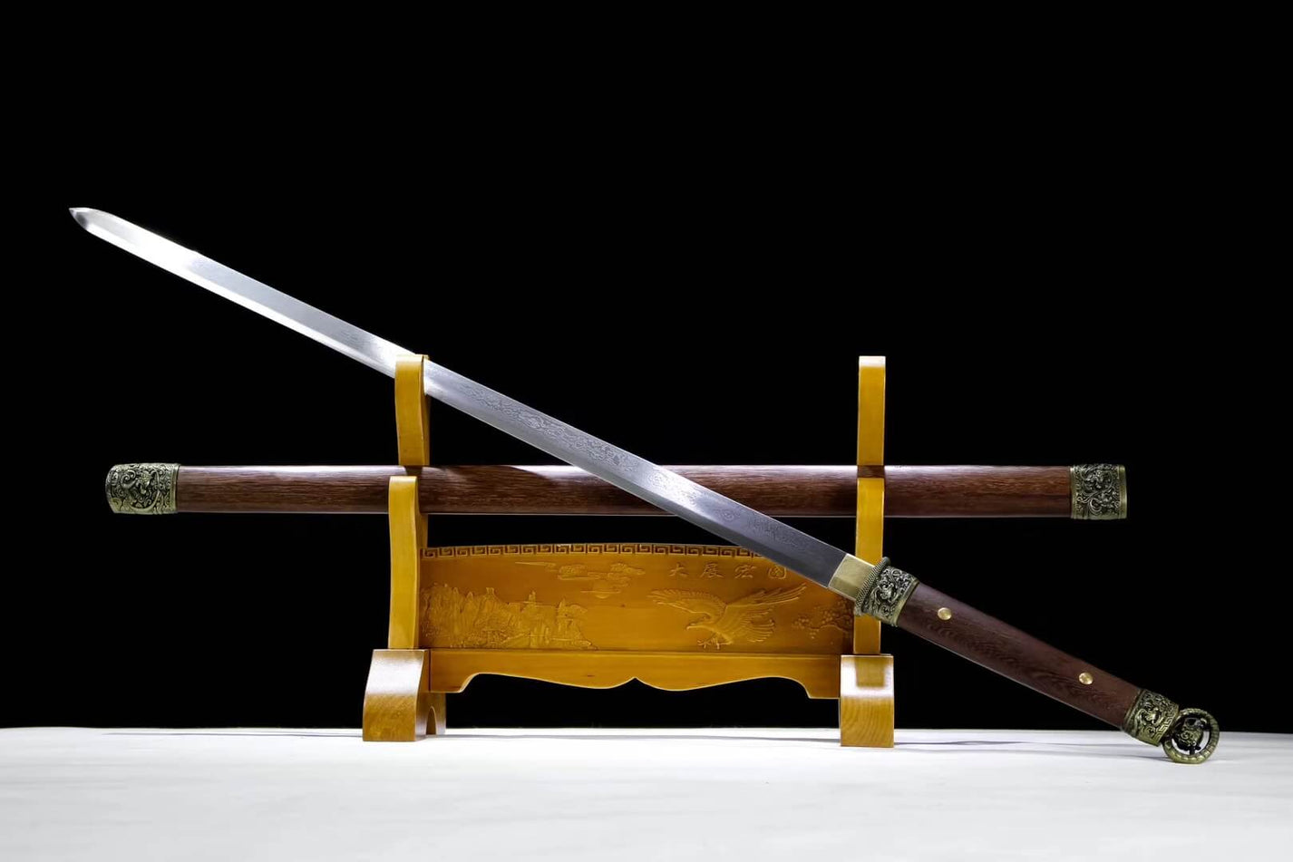 Tang dao,Hand Forged(Damascus steel blade,Rosewood,Alloy)Full tang ...