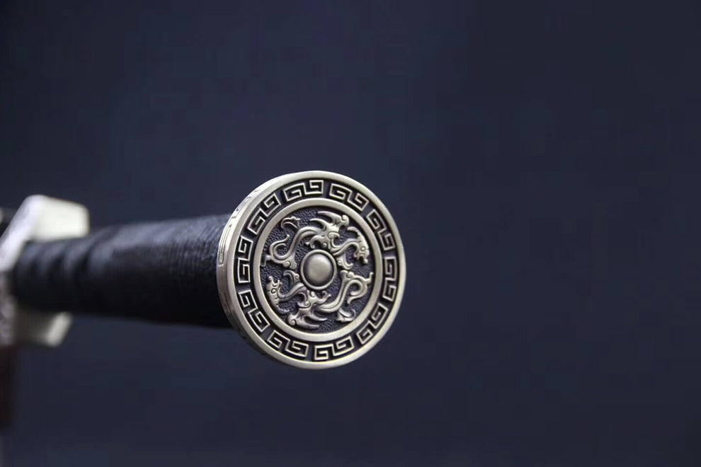 Hanwu sword(Damascus steel blade,Ebony scabbard,Brass fittings ...