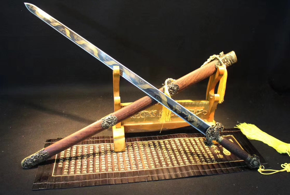 Dragon Sword,Medium carbon steel etch blade,Rosewood,Alloy – Chinese ...