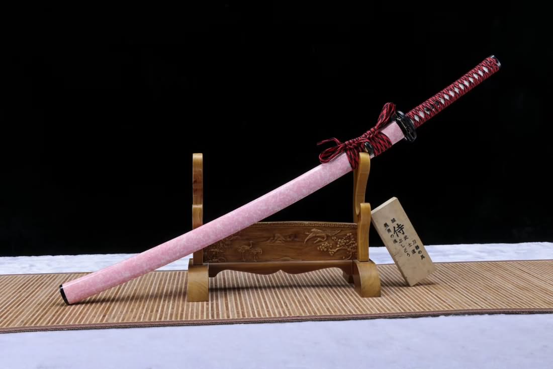 Samurai sword,Medium carbon steel blade,Pink scabbard – Chinese Sword store