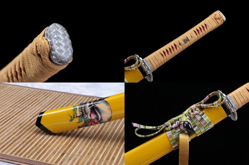 Katana,Forged High carbon steel burn blade,Yellow scabbard – Chinese ...