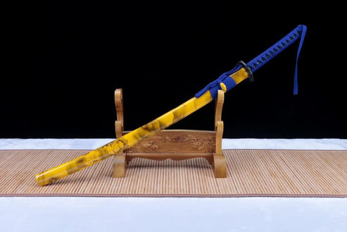 Katana,High carbon steel burn blade,Yellow scabbard – Chinese Sword store