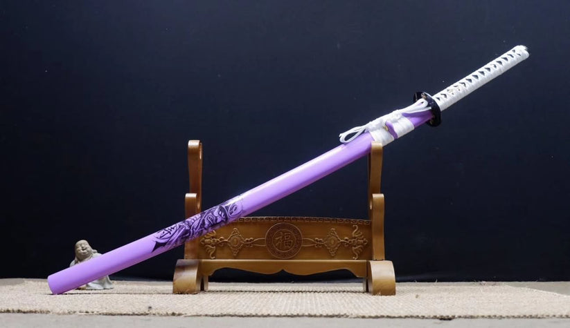 Samurai Practice Sword Forged high Carbon Steel Purple Scabbard ...