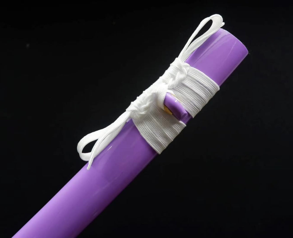 Samurai Practice Sword Forged high Carbon Steel Purple Scabbard ...